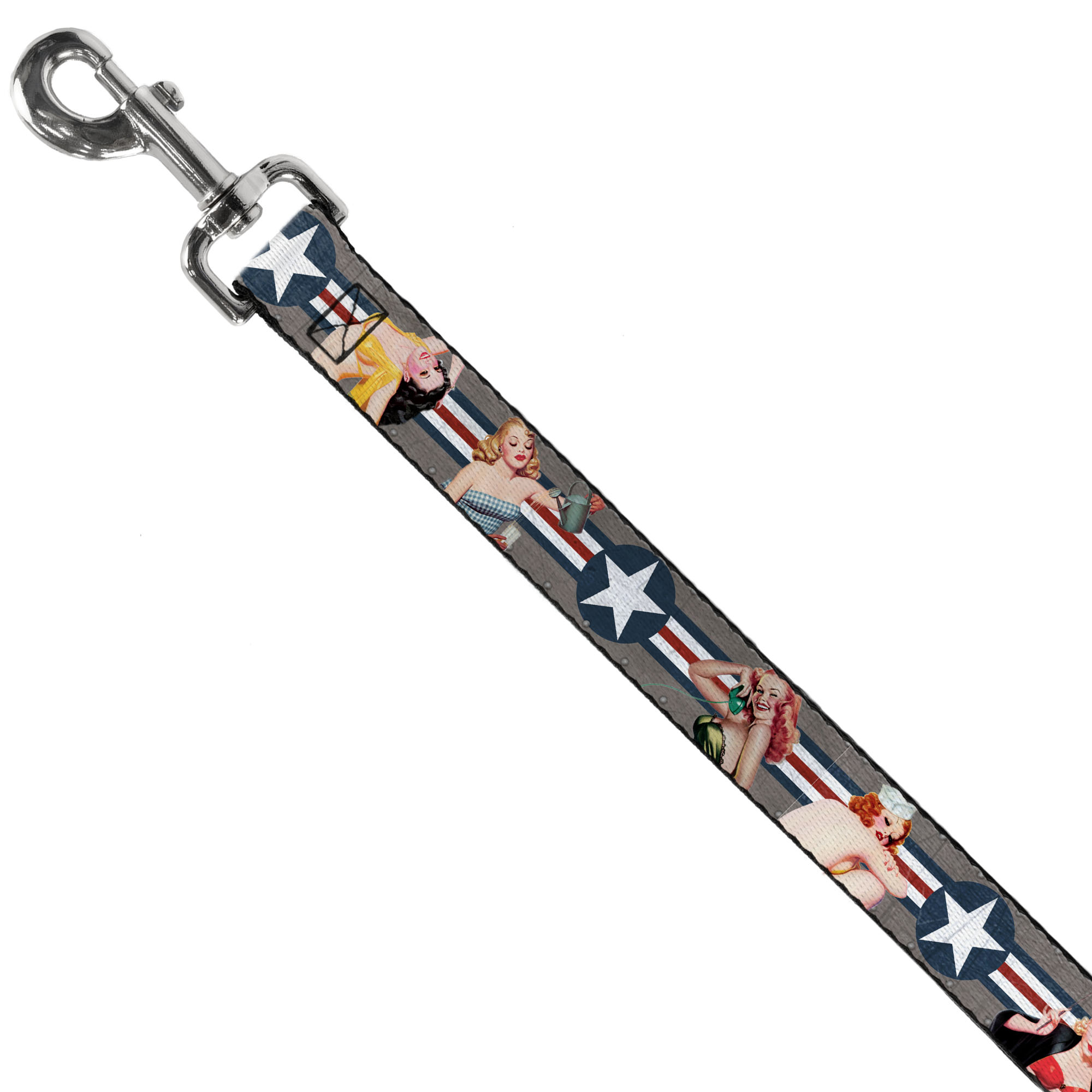 Dog Leash 6-FEET Pin Up Girl Poses CLOSE-UP Star & Stripes Gray/Blue ...
