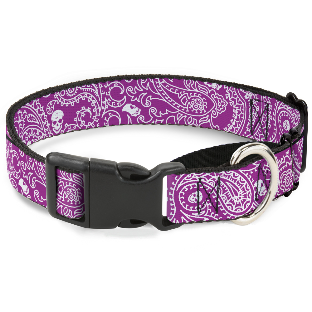 Plastic Martingale Collar Bandana/Skulls Purple/White WIDE-Small 13 ...