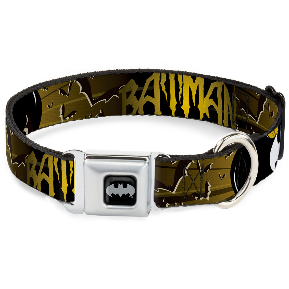 Dog Collar BMC-Batman Black/Yellow BATMAN w/Bat Signals & Flying Bat ...