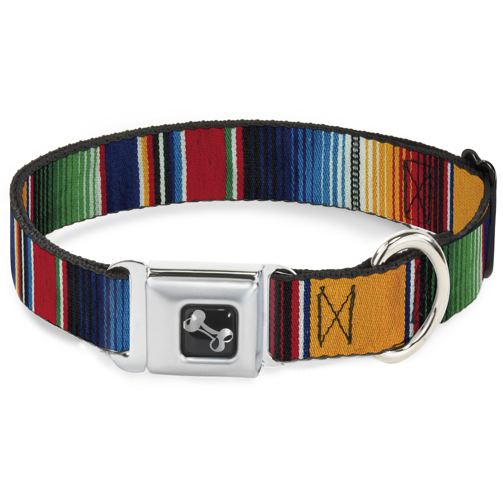 Dog Collar Bone Zarape2 Vertical Multi Color Stripe WIDE-Small 13-17 ...