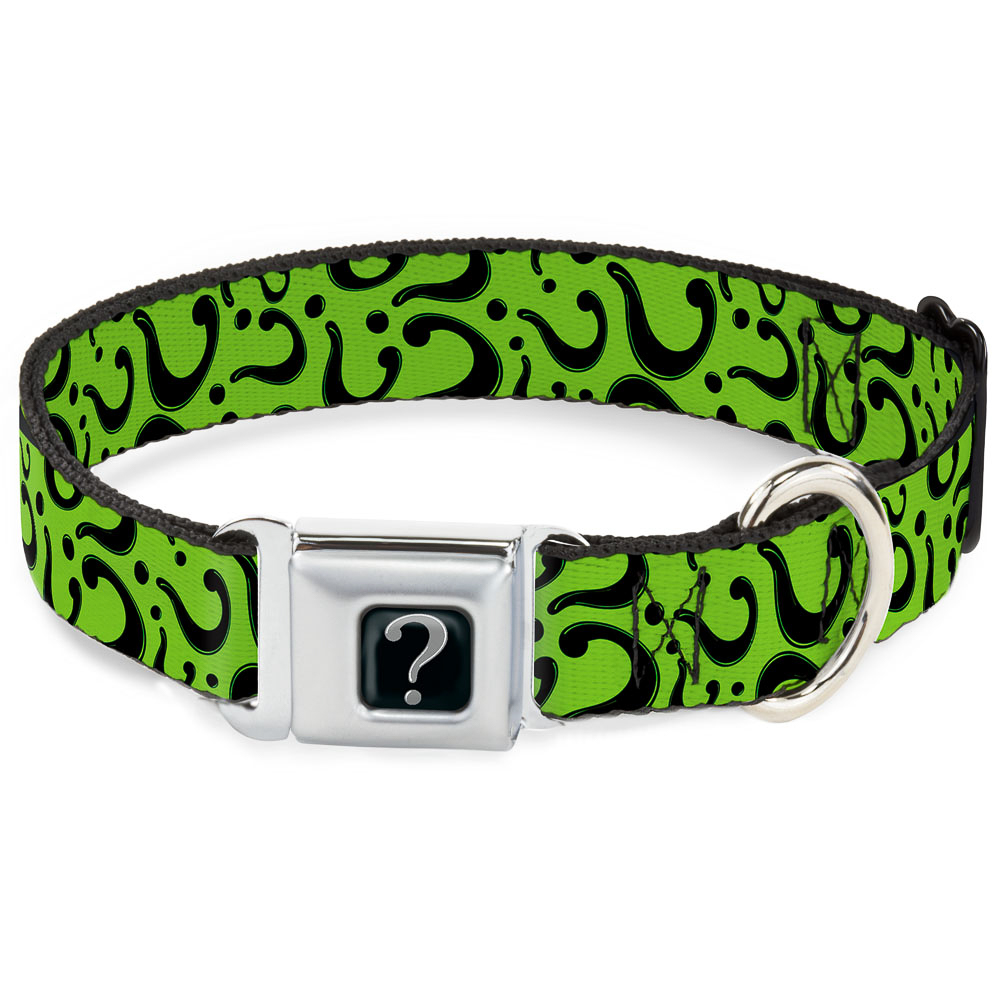 Dog Collar RDA-Riddler "?" Black/Silver Question Mark Scattered Lime ...