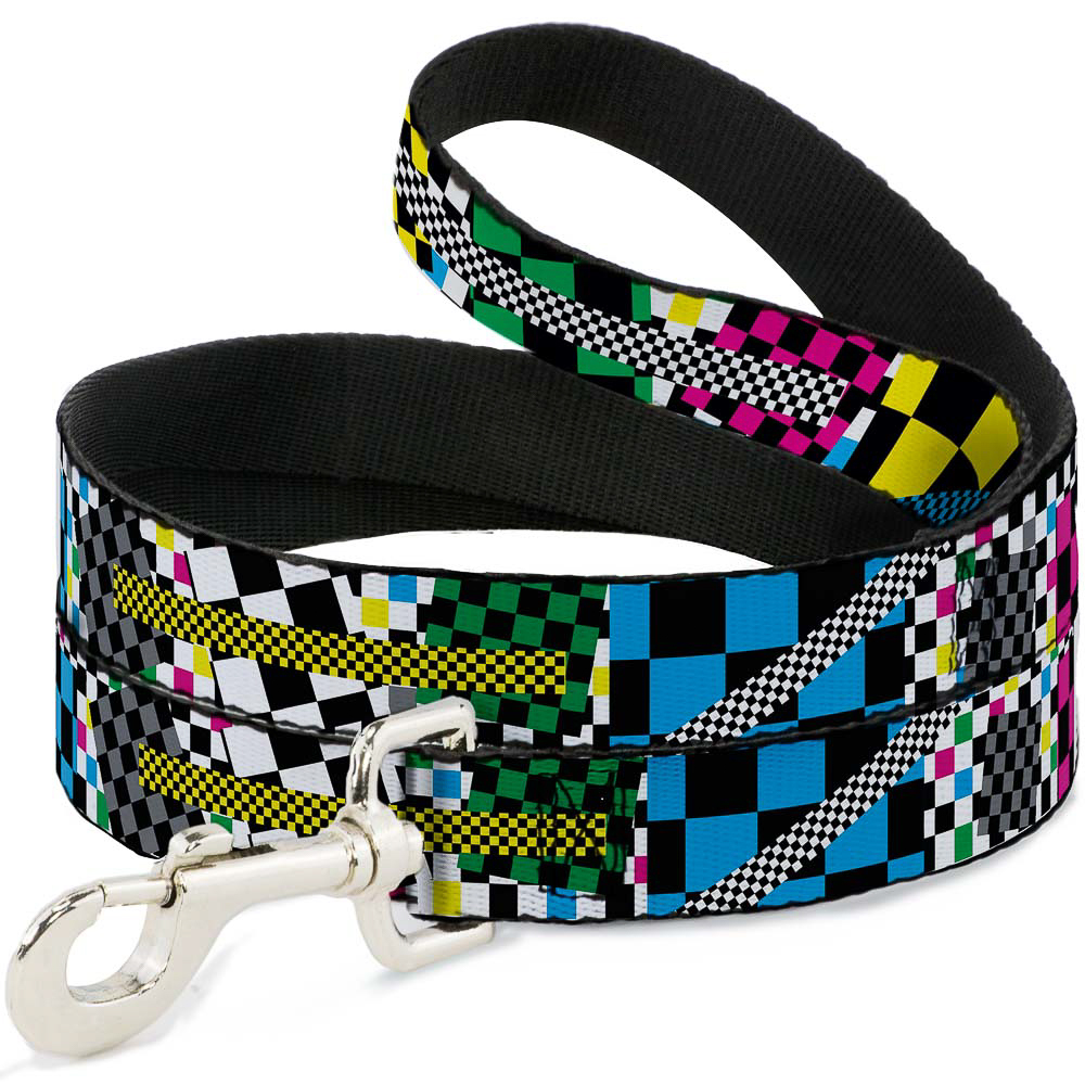 Dog Leash 6-FEET Funky Checkers Black/White/Neon WIDE 1.5" (US IMPORT ...