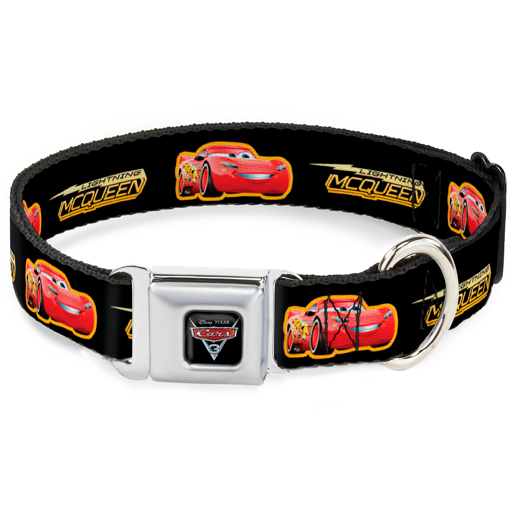Dog Collar DYKM-Disney CARS 3 Emblem Black/Silver/Reds Cars 3 LIGHTN ...