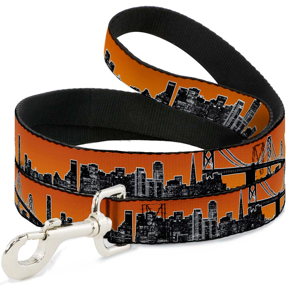 Dog Leash 6-FEET San Francisco Vivid Skyline Orange Fade/Black WIDE 1.5 ...