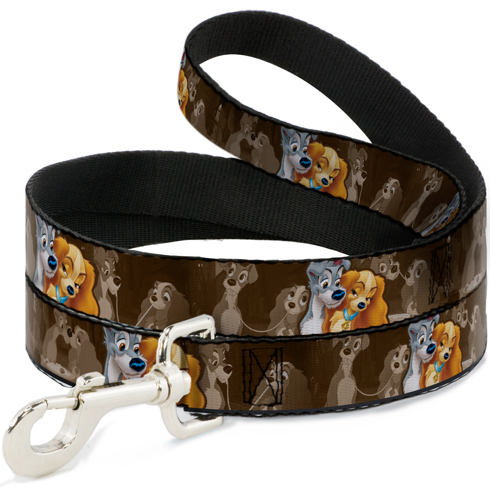 Dog Leash 6-FEET Lady and Tramp 2-Poses/Spaghetti Kiss Scene Browns ...