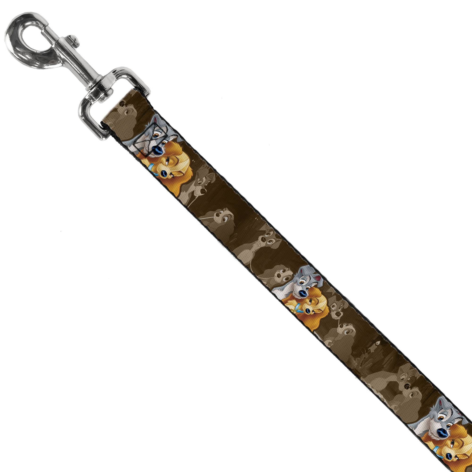 Dog Leash 6-FEET Lady and Tramp 2-Poses/Spaghetti Kiss Scene Browns ...