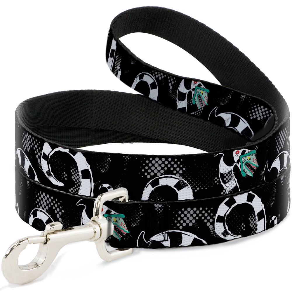 Dog Leash 6-FEET Beetlejuice Sandworm Healftone Repeat Black/Gray WIDE ...