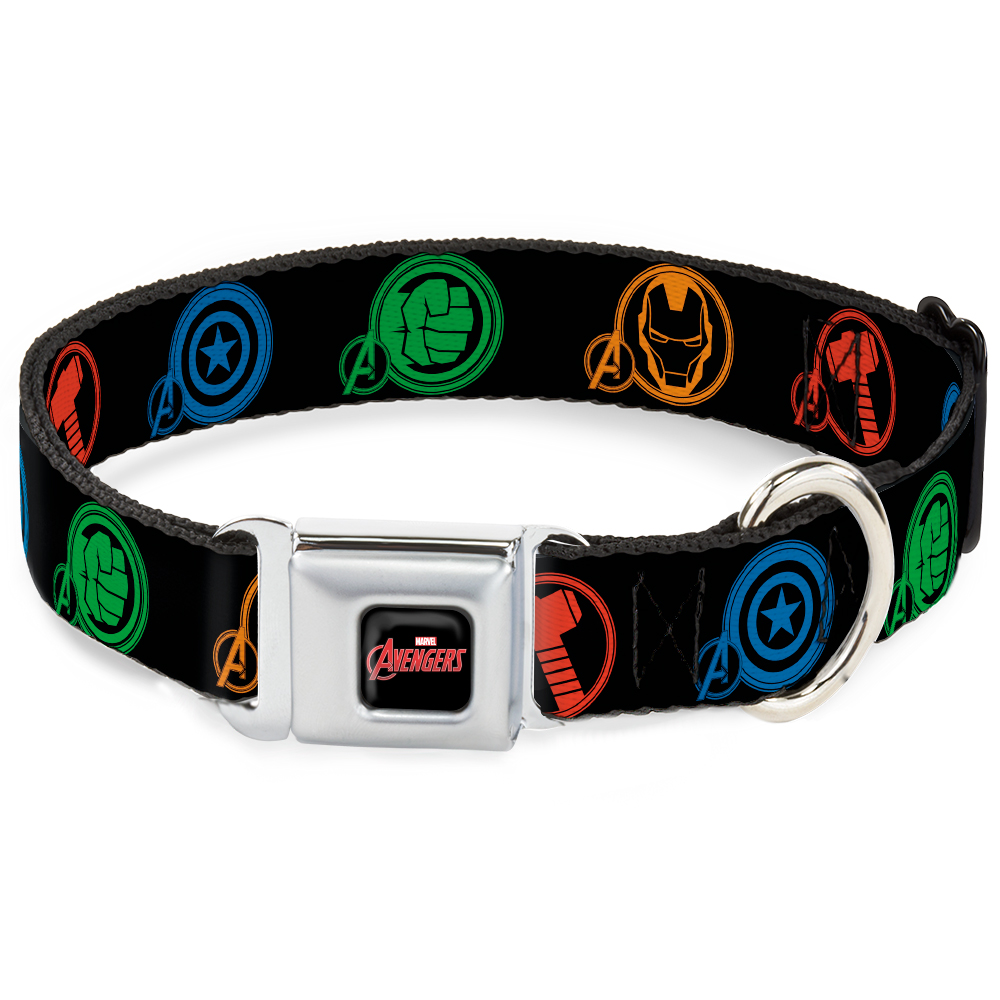 MARVEL AVENGERS Dog Collar AVX-MARVEL AVENGERS Logo Full Color Black ...