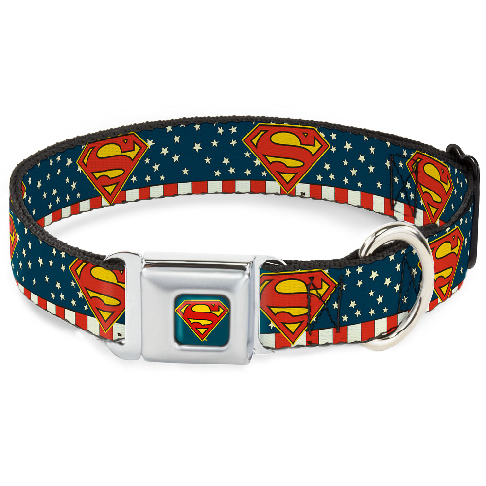 Dog Collar SMQ-Superman Shield Full Color Americana Blue Superman Sh ...