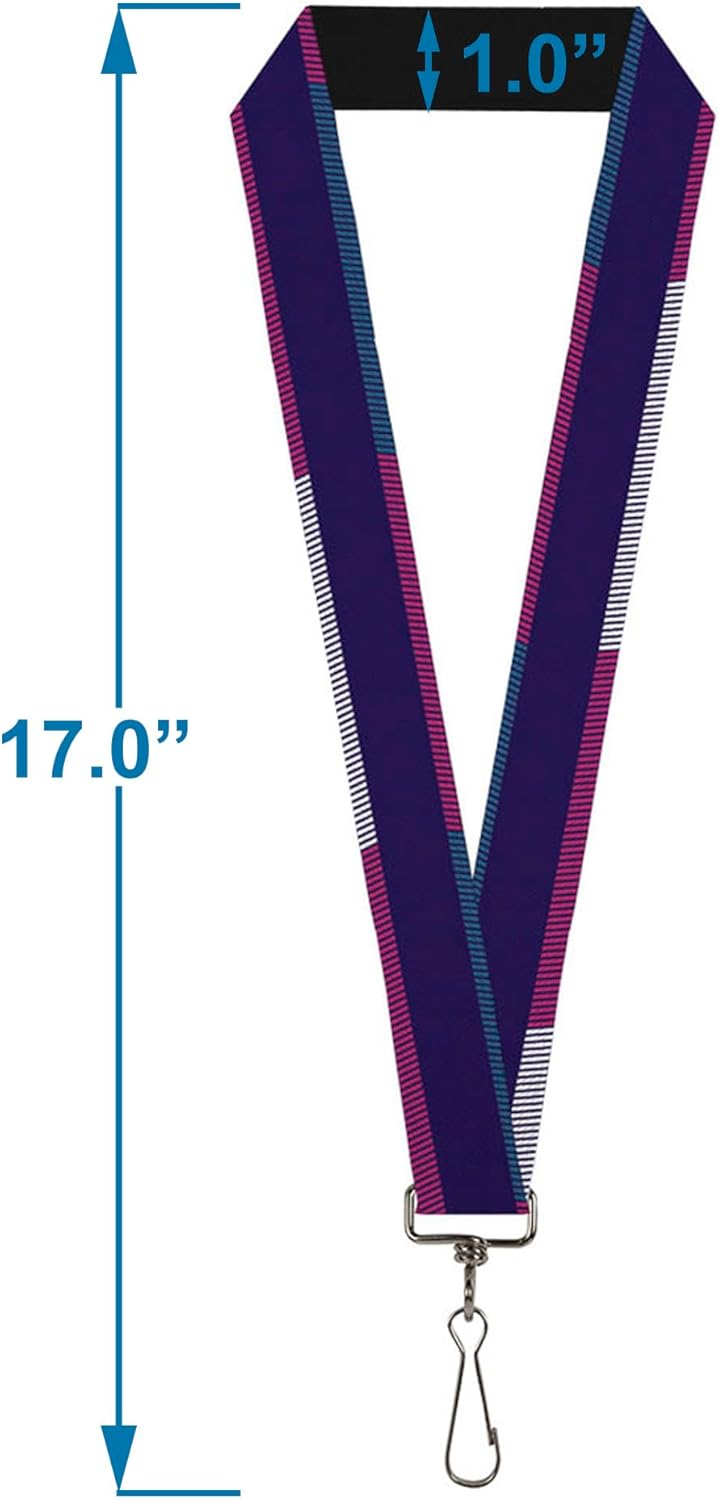 Buckle-Down Lanyard-1.0"-Hash Mark Stripe Navy/Turquoise/Fuchsia/WHI 22 ...