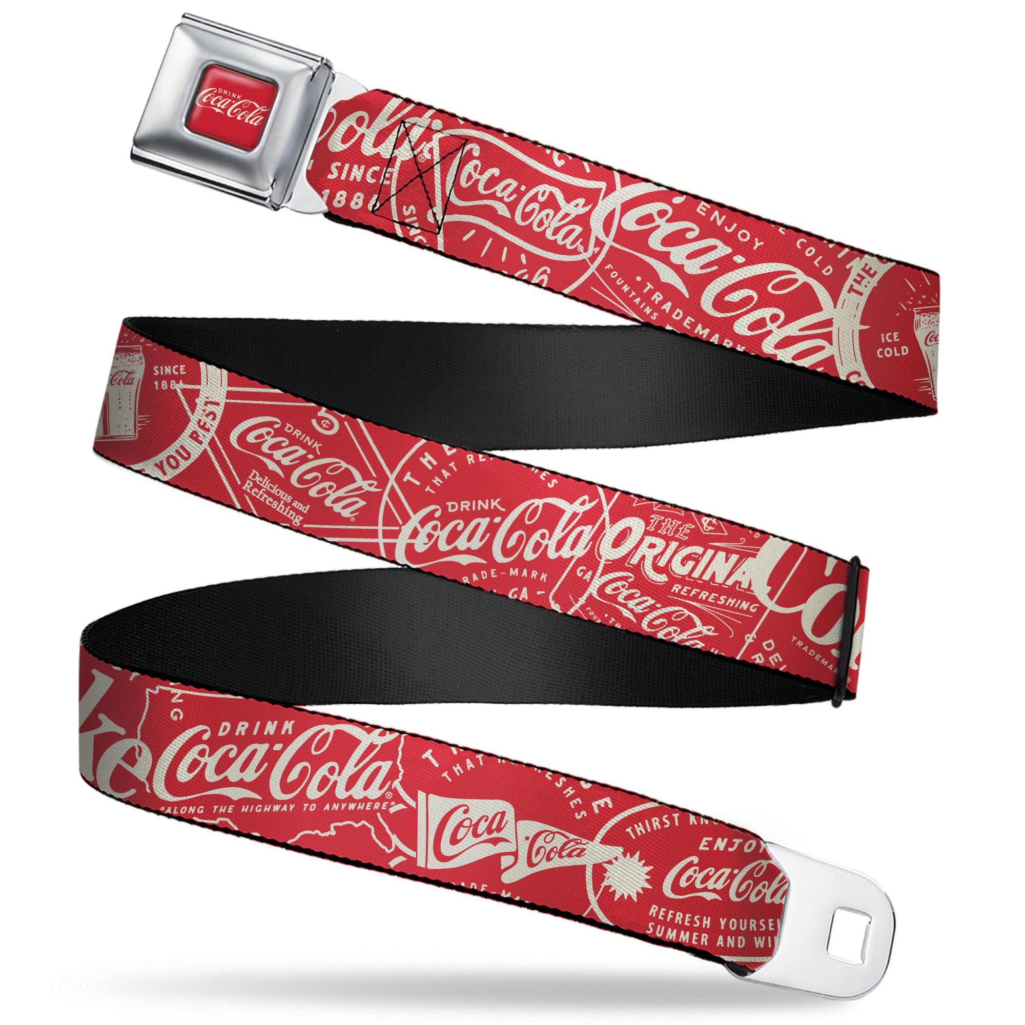 `DRINK COCA-COLA LOGO Full Color Red/White - 1.0`` Seatbelt (US IMPORT ...