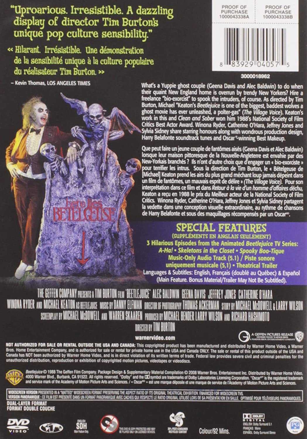 BEETLEJUICE DELUXE EDITION (DVD) Alec Baldwin Geena Davis Jeffrey Jones ...