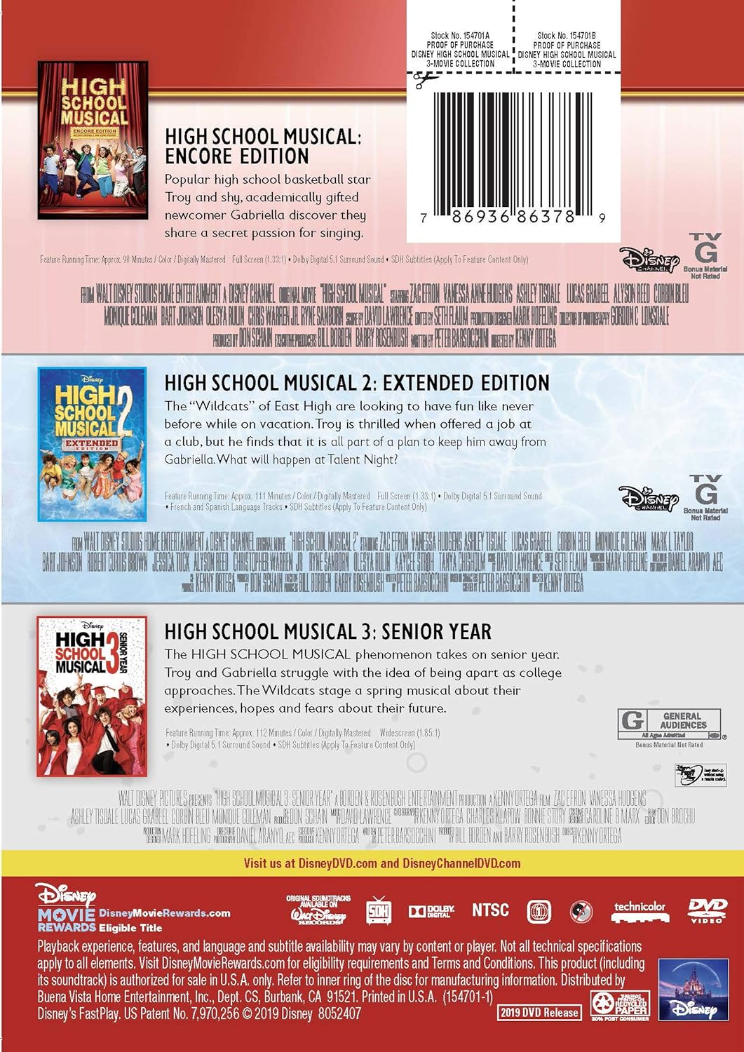High School Musical: 3-Movie Collection (DVD, 2019) for sale online | eBay