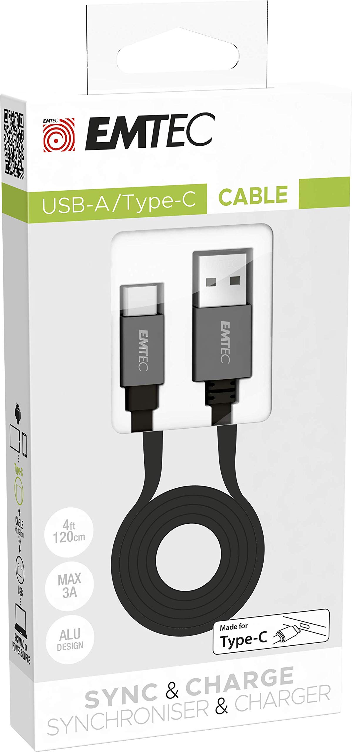 Emtec Cable T700 Dual USB-A/Type-c für Smartphone und Tablet flachem ...