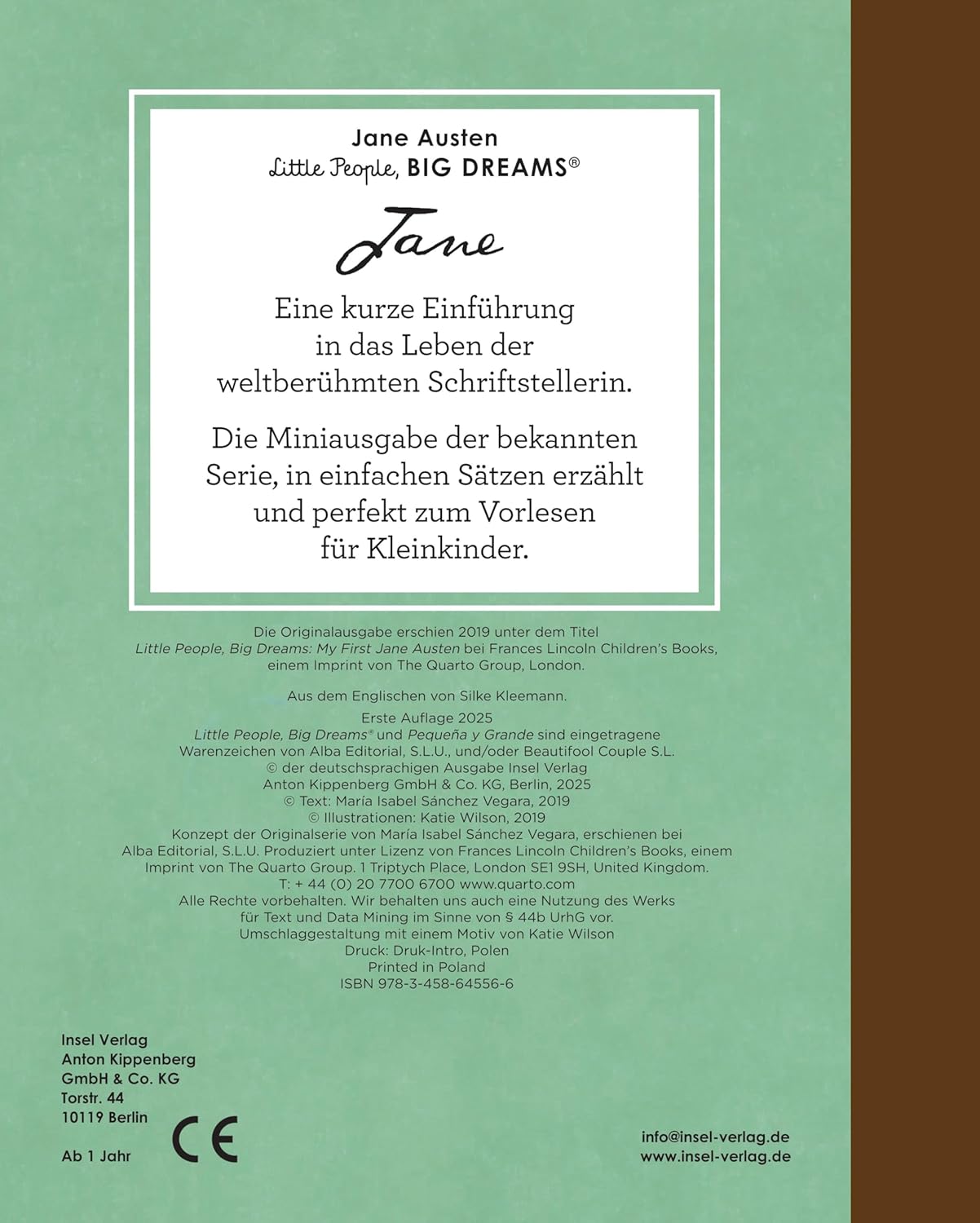 KATIE WILSON MA Little People, Big Dreams. Mini – Jane Austen: Deutsche ...