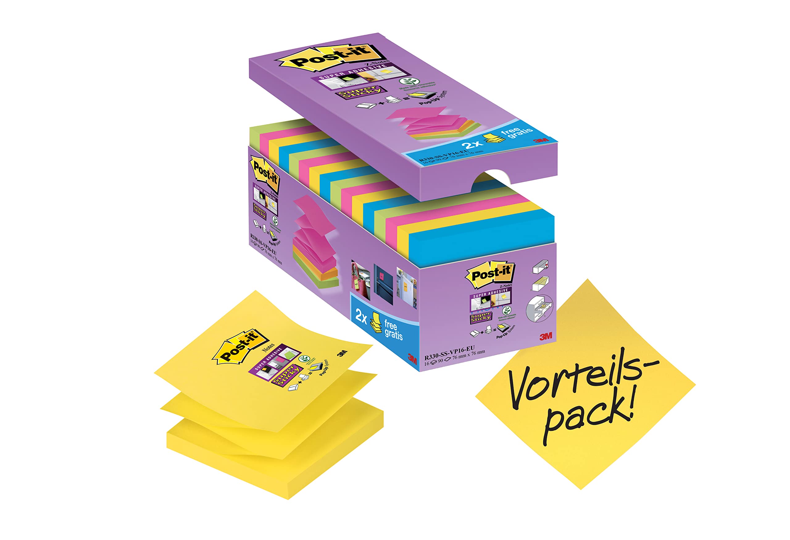 Post-it Foglietti Super Sticky Z-Notes, Pacchetto Convenienza da 14 ...