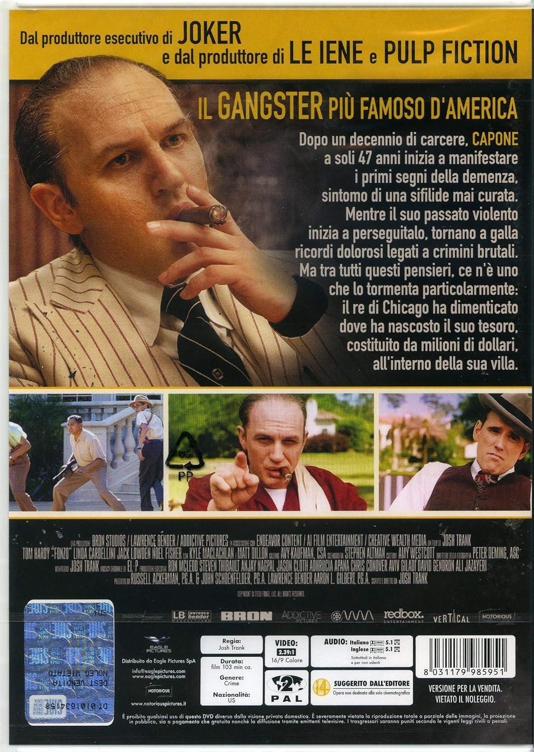CAPONE (DVD) TOM Hardy Linda Cardellini Matt Dillon EUR 11,71 - PicClick IT