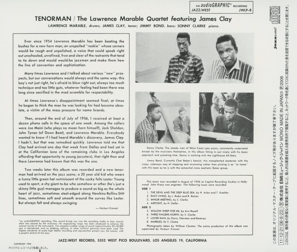 Lawrence Marable,james Clay,sonny Clark Tenorman (CD) 4988031451496 | eBay