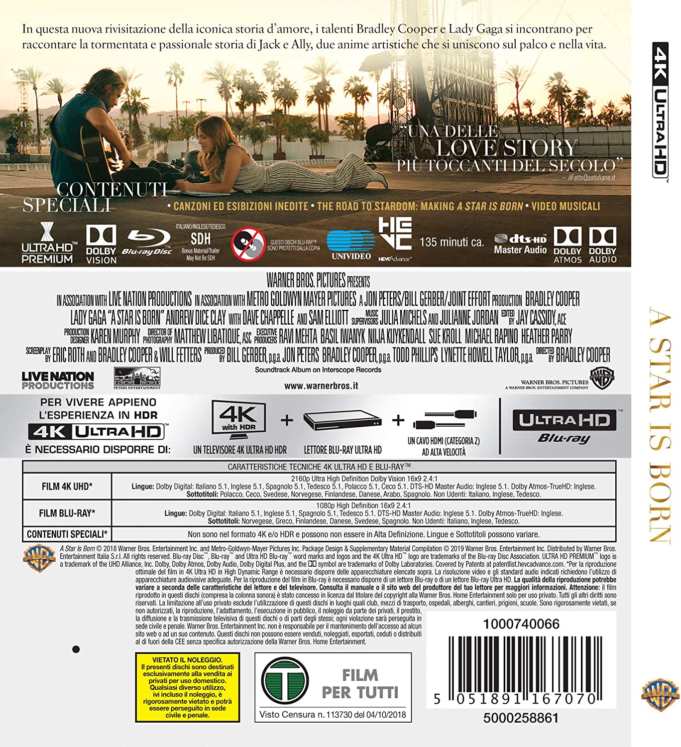 A STAR IS Born (4k+Br) (4K UHD Blu-ray) Lady Gaga Cooper Elliott Clay ...