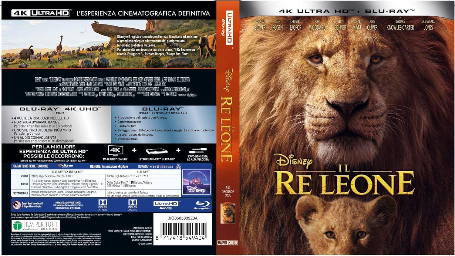 IL RE LEONE (2 Blu Ray) & Libro della Giungla Special Pack (Blu (4K UHD ...